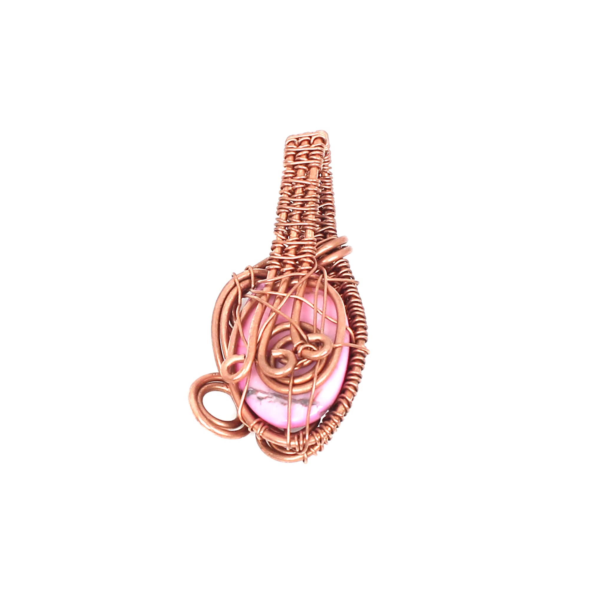 Wire Wrapped Copper Antique Jewelry Pink Jasper Pendant For Unisex