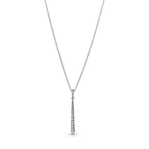 Pandora Sparkling Stones Necklace - Sleek Statement Necklace - Great Gift for Her - Sterling Silver & Cubic Zirconia - 23.6", No Gift Box
