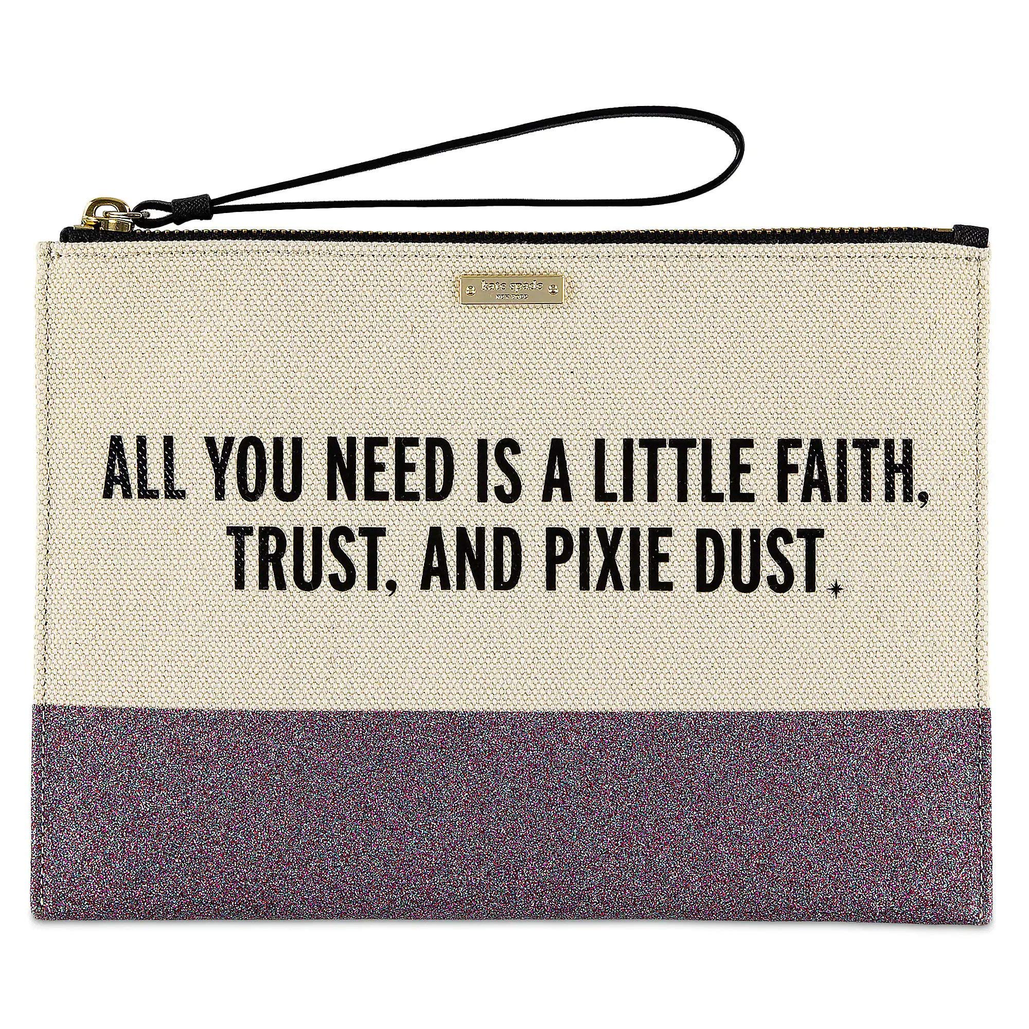 Peter Pan ''All You Need is a Little Faith, Trust, and Pixie Dust'' Canvas Glitter Clutch by kate spade new york