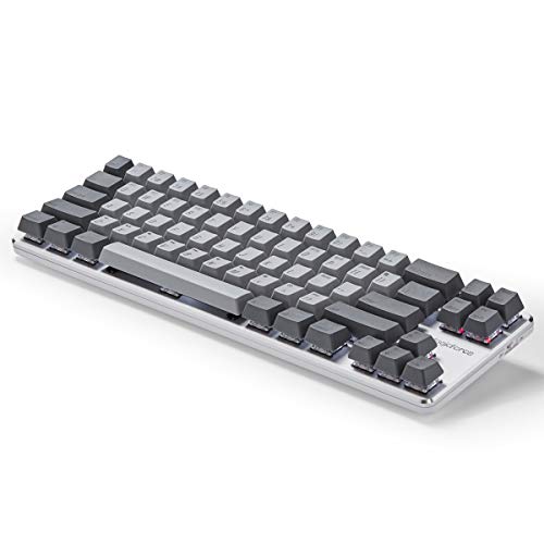 Qisan Mechanical Keyboard Gaming Keyboard Blue Switch Wired/Wireless Bluetooth Keyboard 68-Keys Mini Design(60%) Gateron Switch PBT Keycaps Grey Combo Color for Gaming/Office