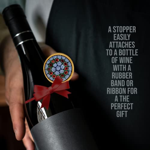 Wine Bottle Stopper β Unique gift for Dinner Host, Wine Lover, or Housewarming β a versatile wine accessory, use for Wine or Champagne β Handmade of Murano Glass and Portuguese Cork keeps wine fresher