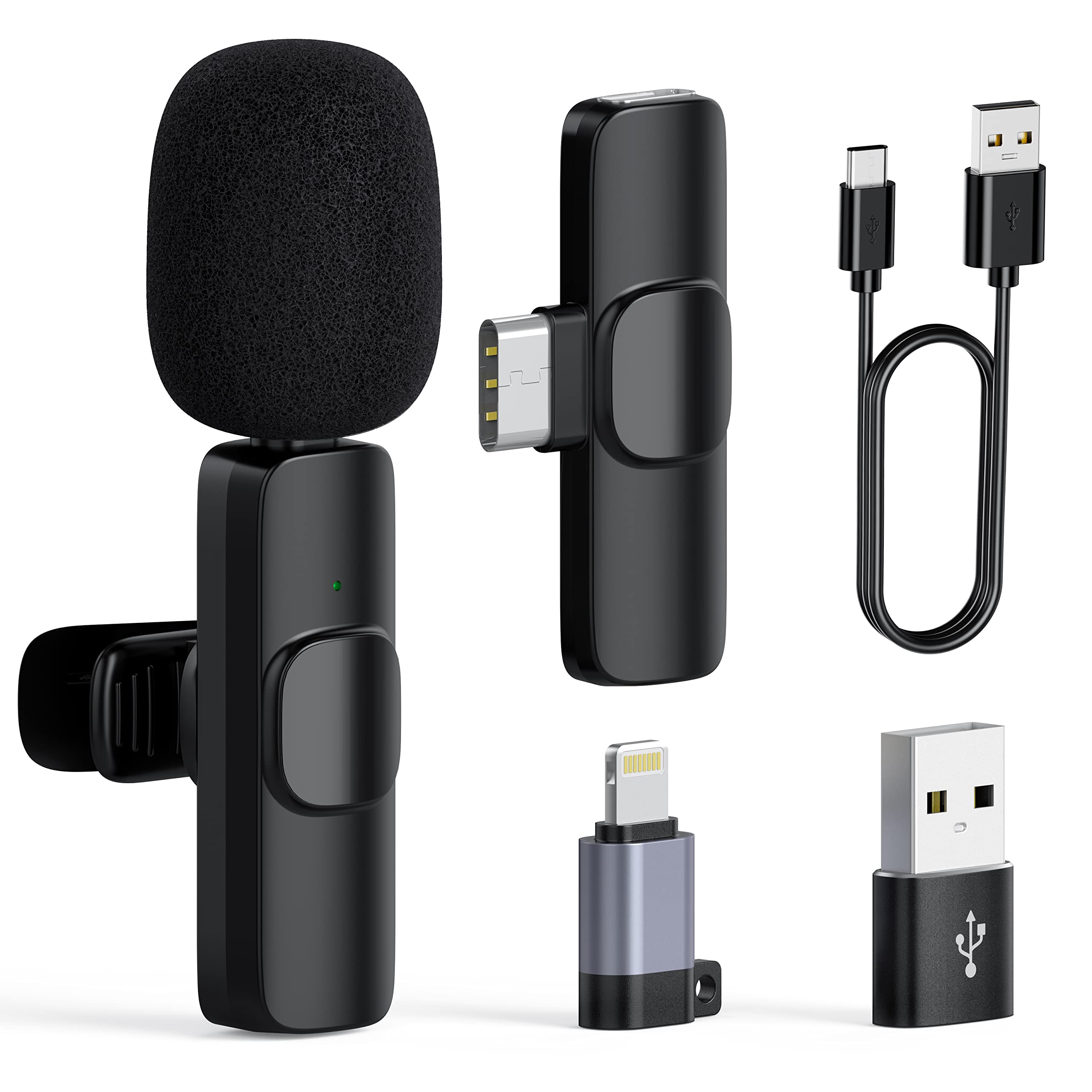 Wireless Lavalier Microphone for iPhone/iPad/Android, Plug-Play Lapel Clip-on Mini Mic for YouTube Facebook TikTok Live Stream VLOG Video Interview Recording-Noise Reduction, No APP & Bluetooth Needed