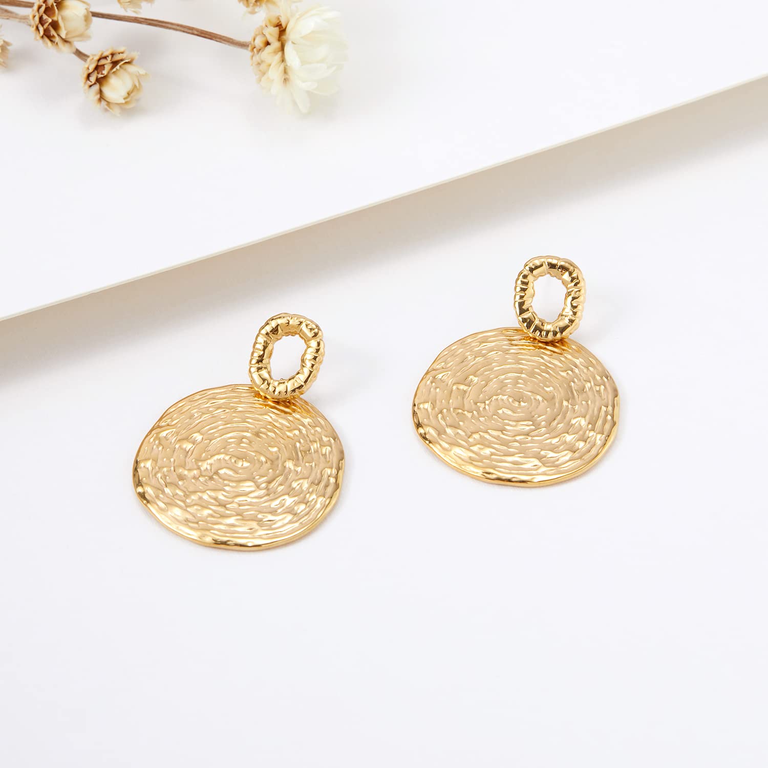 Women's 14K Gold Filled Statement Bohemian Dangle Drop Earrings Boho Hoop Earrings Hypoallergenic Jewelry Gift