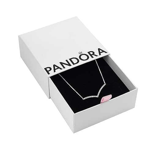 Pandora Sparkling Wishbone Necklace - Stunning Women's Jewelry - Great Gift for Women - Sterling Silver - 17.7"