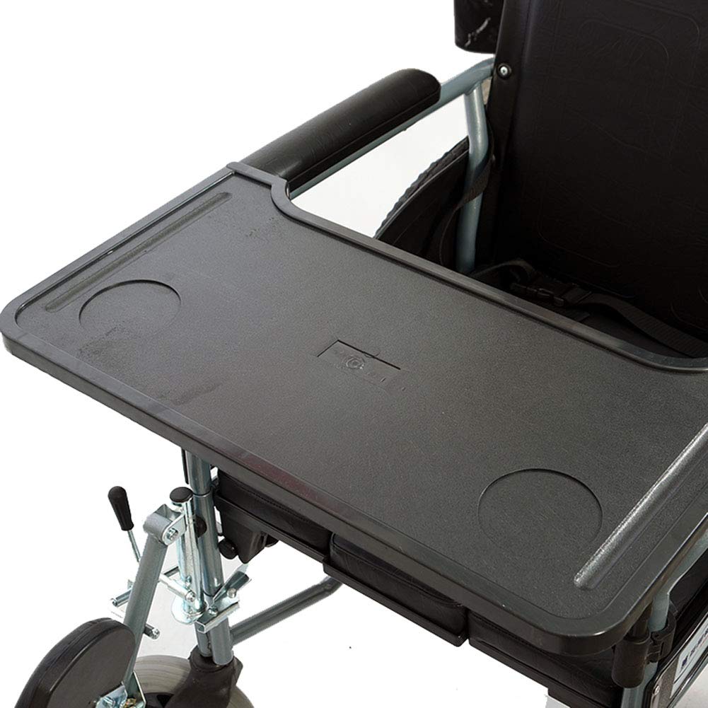 Removable Wheelchair Lap Tray Table with 2 Cup Holders, Elderly Plastic Removable Wheelchair Lap Tray for Manual Powered or Electric Wheelchairs