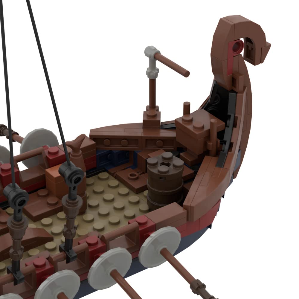 Viking Longship Building Blocks Kit,MOC Military Vessel Ship Model Medieval Pirate Ship Troop Carrier Brick Model DIY Kids Toys Birthdays Gift