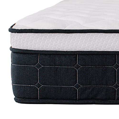 Novezza Home 12 Inch Hybrid Pillow-Top Mattress/Bed-in-a-Box/CertiPUR-US Certified Foam, Queen, White
