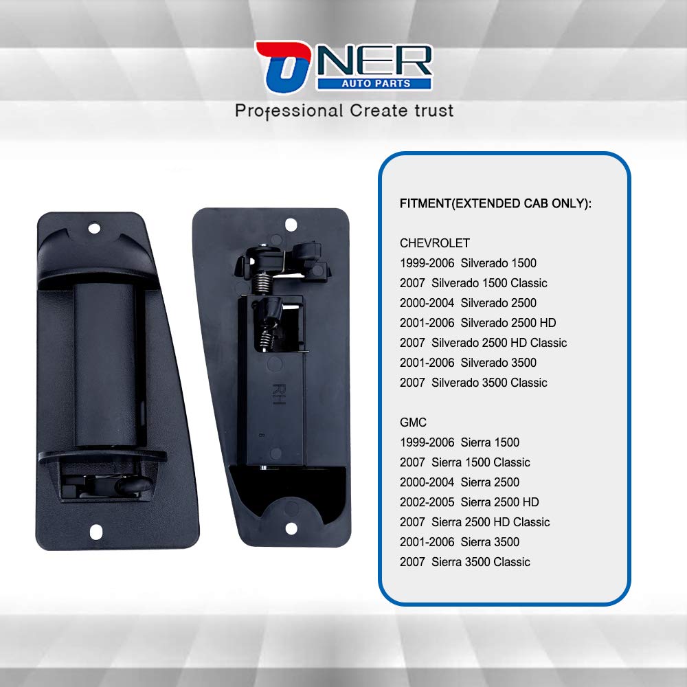 ONER Exterior Rear Left Driver and Right Passgenger Side Extended Cab Door Handle,Fit for 1999-2007 Chevy Silverado GMC Sierra 1500 2500 3500, Replaces# 15758171, 15758172