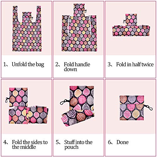 SZUAH Reusable Grocery Shopping Bags(10 Pack), Foldable Shopping Bags Grocery Tote with Attached Pouch,Machine Washable Eco-Friendly.