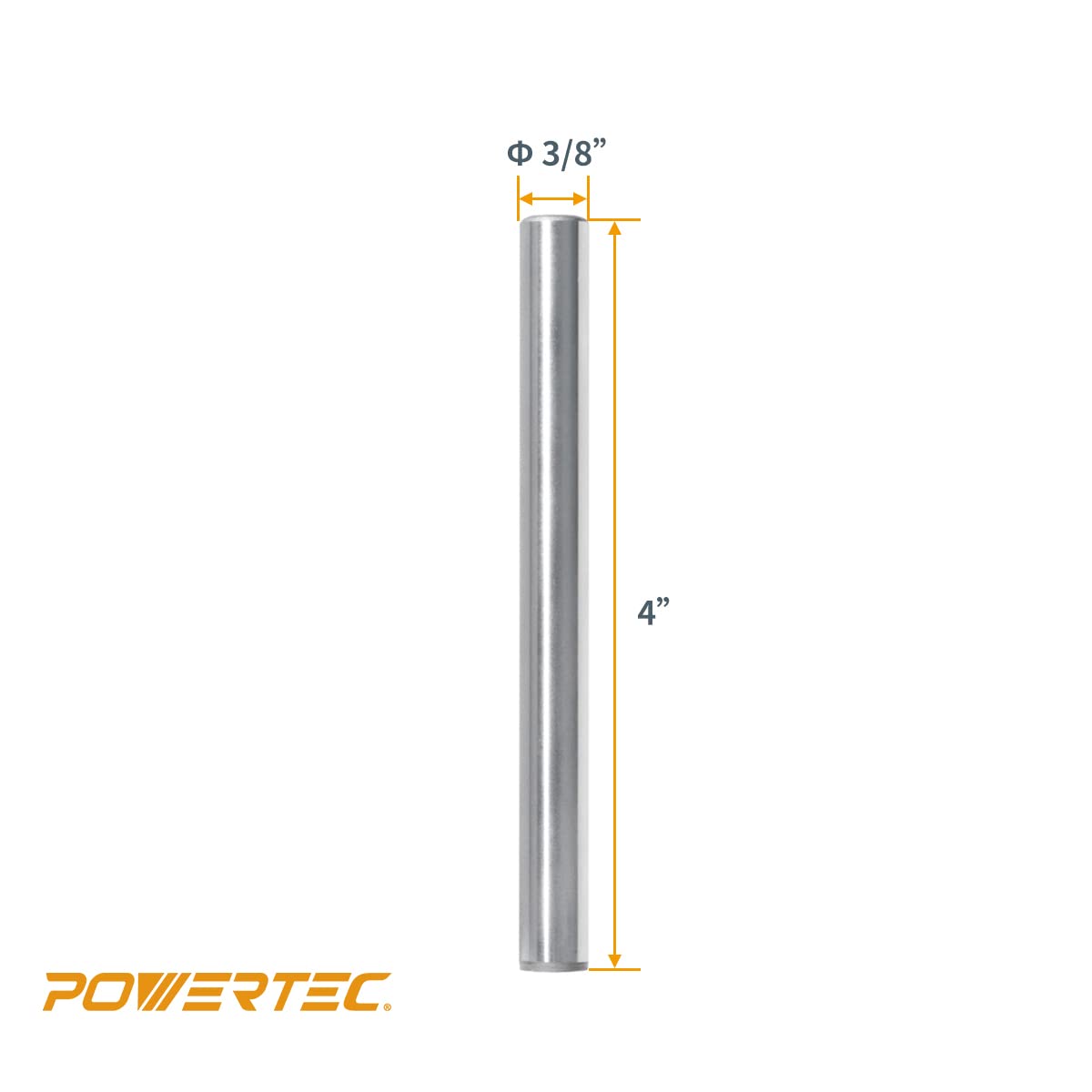POWERTEC 71473-P2 Hardened Steel Dowel Pins 3/8" x 4" Long | Heat Treated and Precisely Shaped for Accurate Alignment β 8 Pack