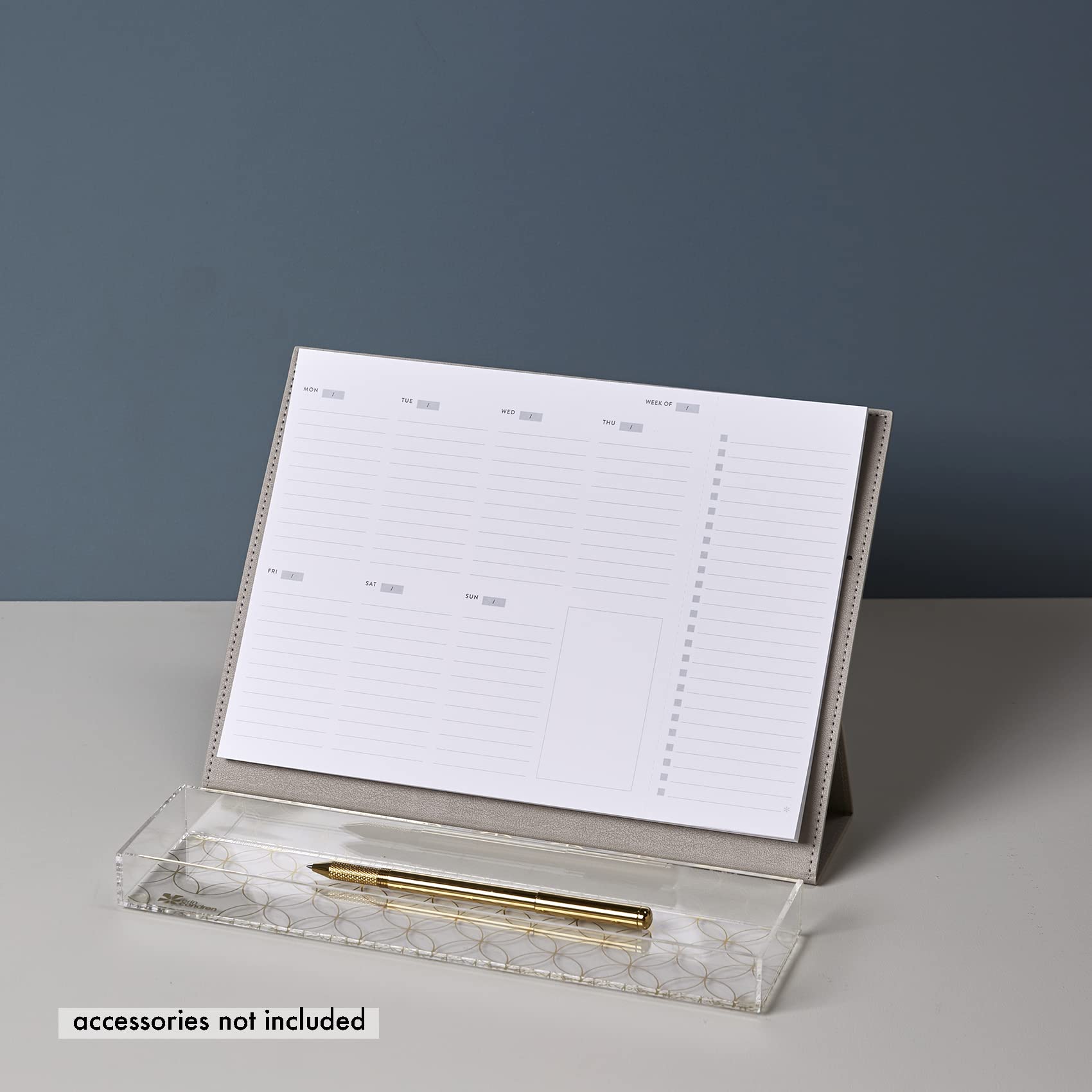 Stand Up Folio w Notepad - Focused Edition. Harbor Vegan Leather. Refillable Notepad Pocket. Folio and Notepad Set. 25 Sheets Weekly Planning Pad Included by Erin Condren.