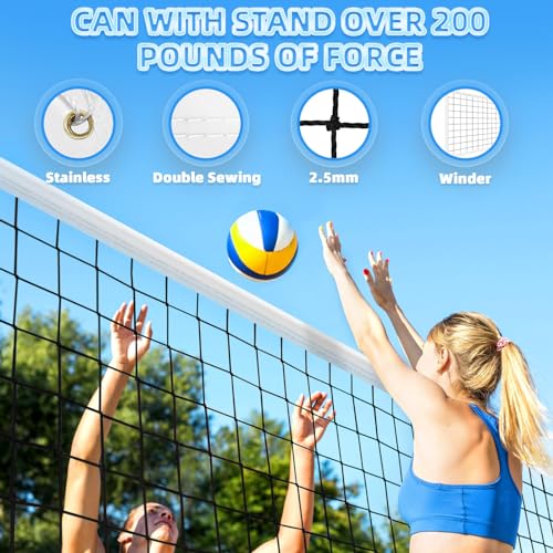 Professional Volleyball Net,Pool Volleyball Net with Aircraft Wire Rope, 32 FT x 3 FT, for Indoor and Outdoor (No Poles)