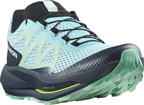 Salomon Pulsar Trail Hiking Shoes Womens Sz 8.5 Blue Radiance/Carbon/Yucca