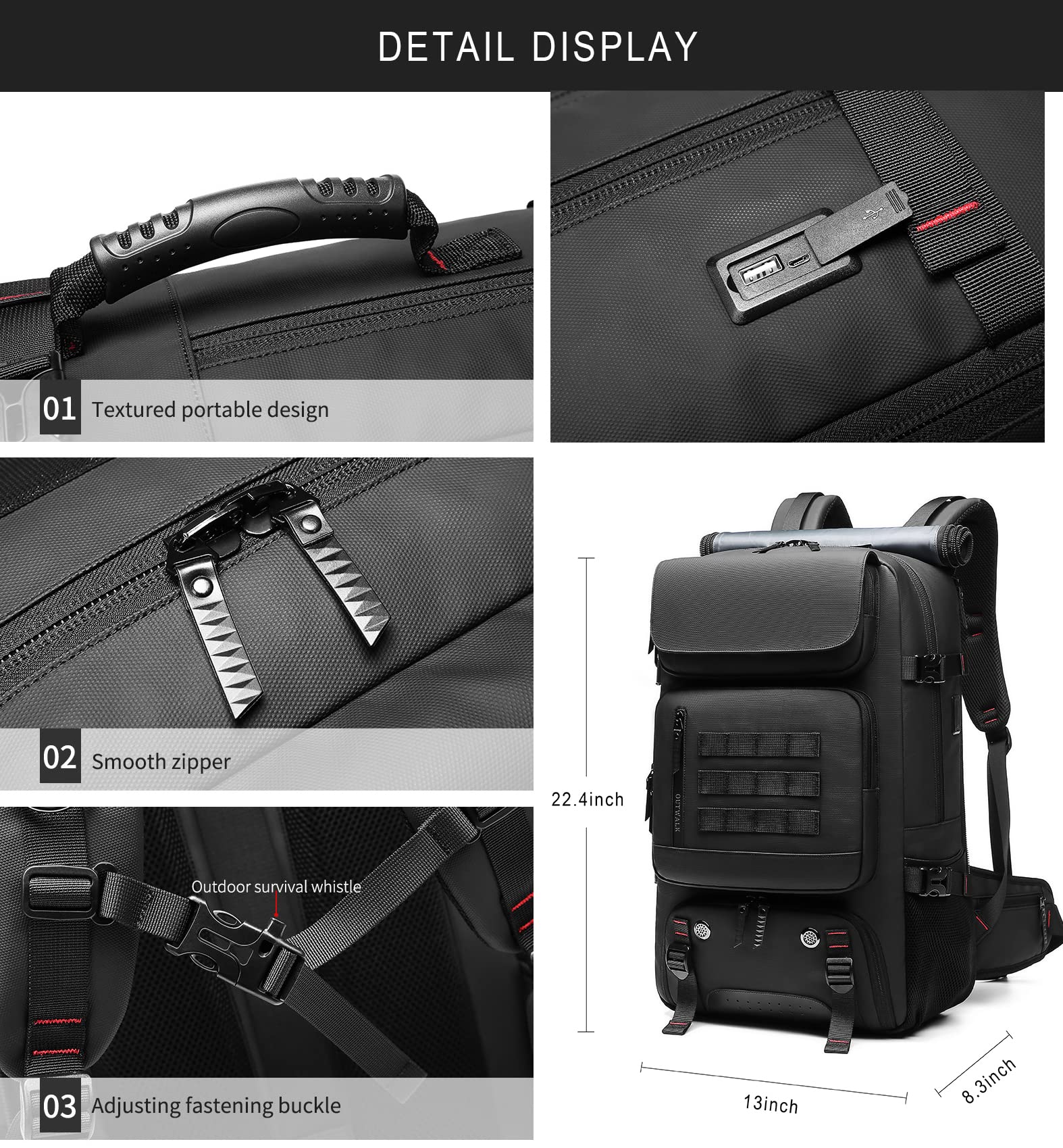 NASKVOWT Men travel backpack, gym backpack with shoe compartment, travel bag with shoe compartment, travel backpack carry on with USB charging port, shoe backpack, camping, outdoors trekking backpack