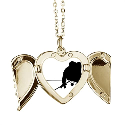 Sports Billiards Physical Education Folded Wings Peach Heart Pendant Necklace