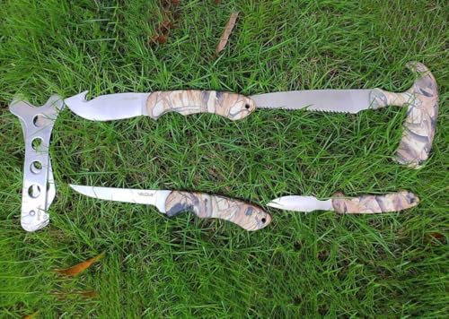 VAGMI Hunting Knife Set -5 Pieces of Portable Butcher Game Processing Set , Hunting Knife for Men ,for Deer Hunting ,Survival, Camping, Fishing, Meat,with Storage Case