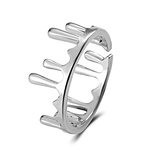 通用 Fake Bleeding Vampire Horror Adjustable Stackable Open Finger Rings for Women Girls Halloween Costume Jewelry (Silver)