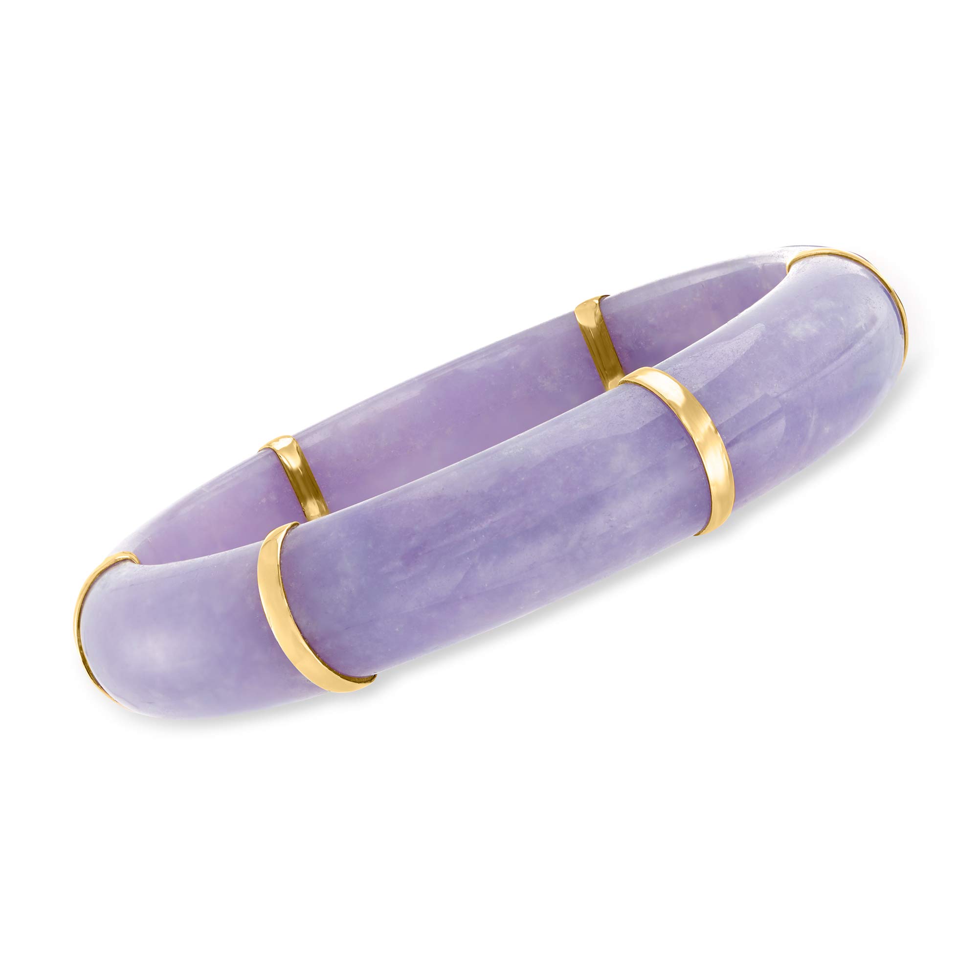 Ross-Simons Purple Jade Bangle Bracelet With 14kt Yellow Gold. 7 inches