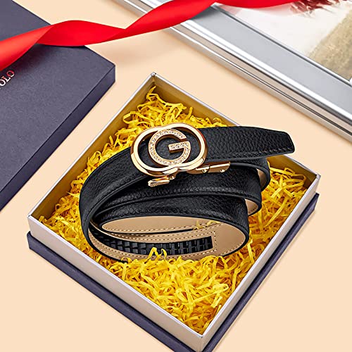 VANANNBA Belts for Leather Ratchet Women Buckle Belt with Belt Box