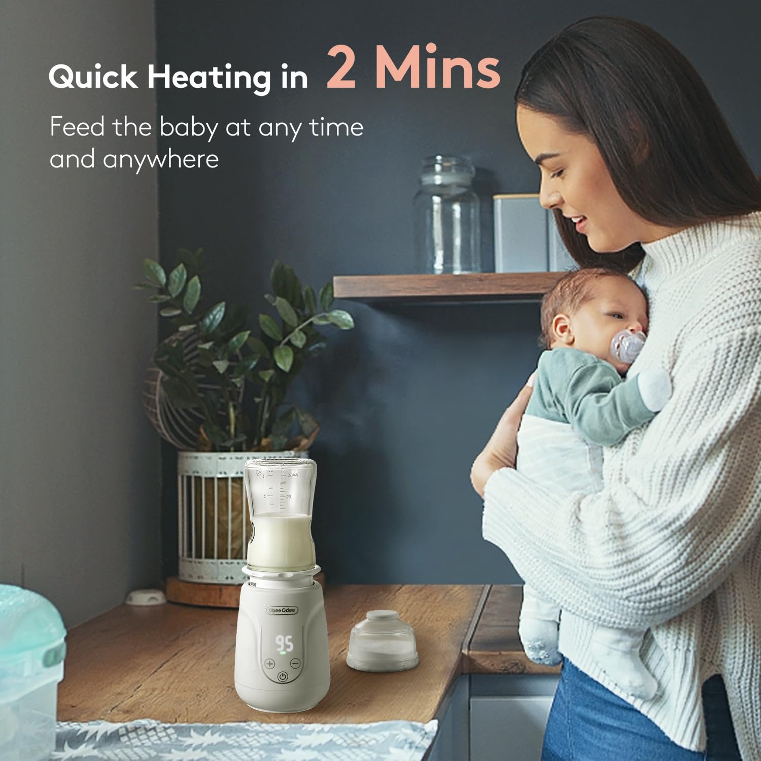 Portable Bottle Warmer with Long Battery Life, Baby Bottle Warmer for Most Milk Bottles Rechargeable Baby Bottle Warmer for Travel Quick Heating Baby Milk Breastmilk with Precise Temperature Control