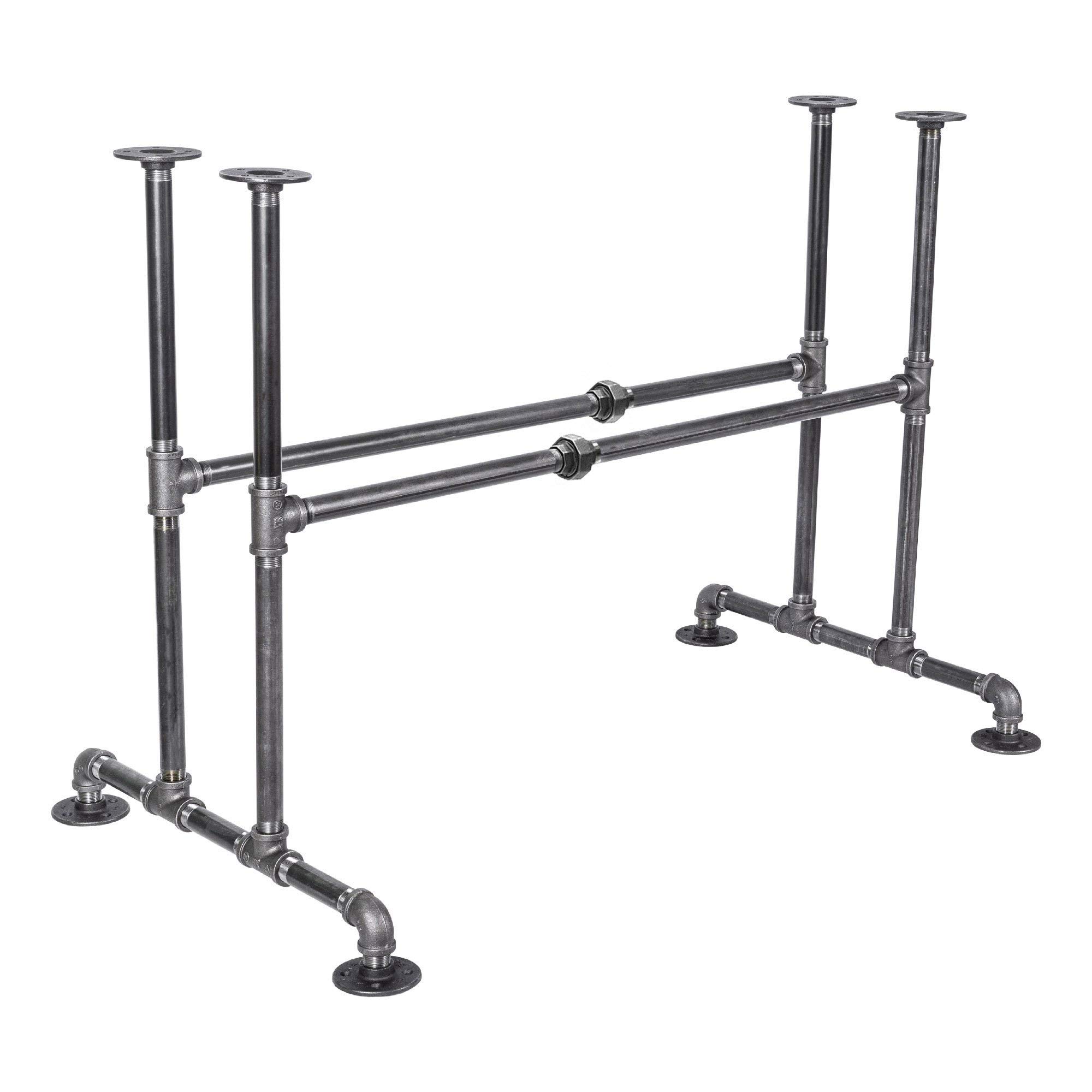 Pipe DĂCOR Industrial Table Rustic Pipe Kitchen Metal Frame 3/4 Inch Pipe Base 30" Height Sturdy Simple Table Base for Home Office, Basement, Study, Bridge Design