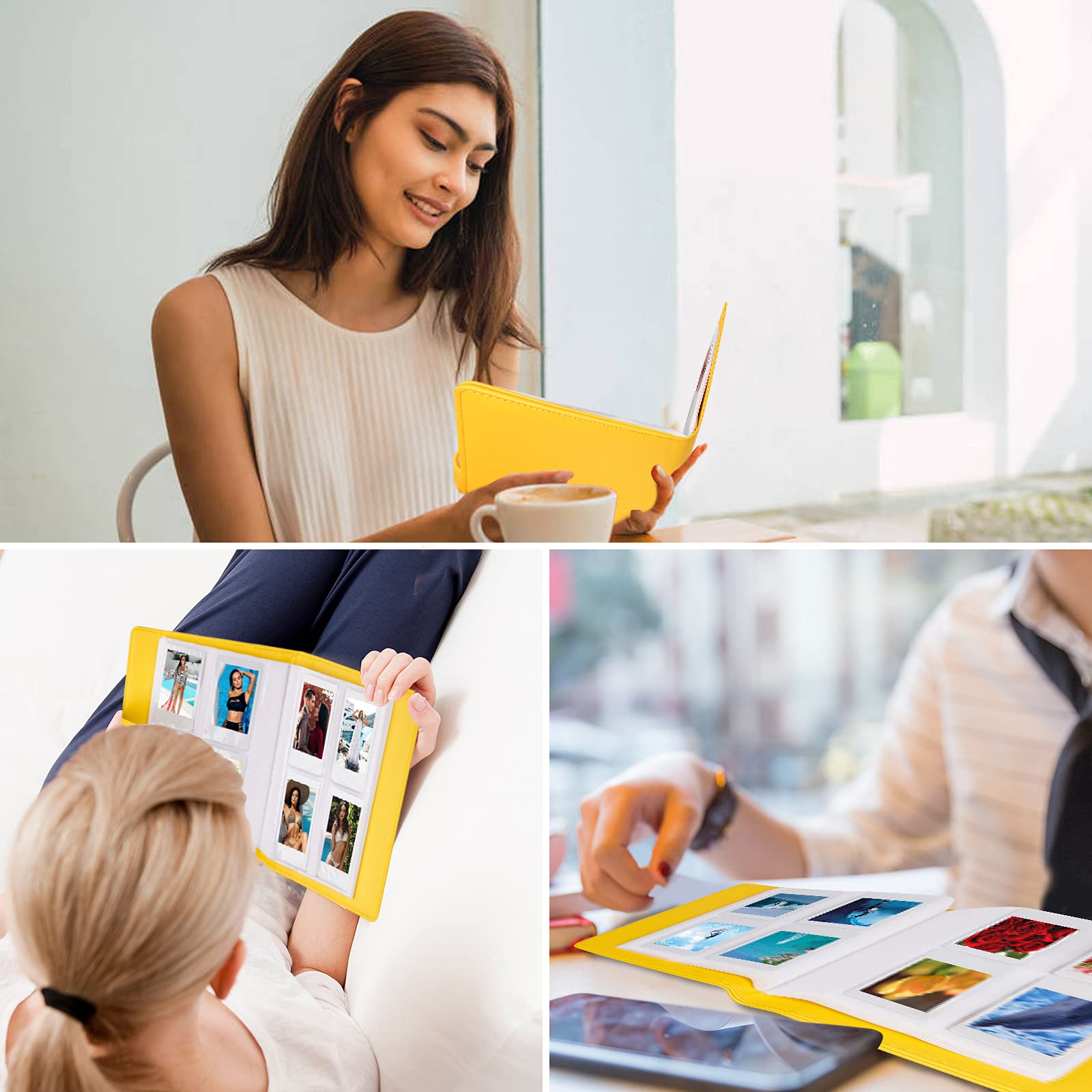 Ruibytree 256 Pockets Mini Photo Album - Fits for Fujifilm Instax Mini 12 Mini 11 Mini 9 Mini 8 Mini 40, Polaroid Snap PIC-300, Kodak Mini 3-Inch Film(Yellow)