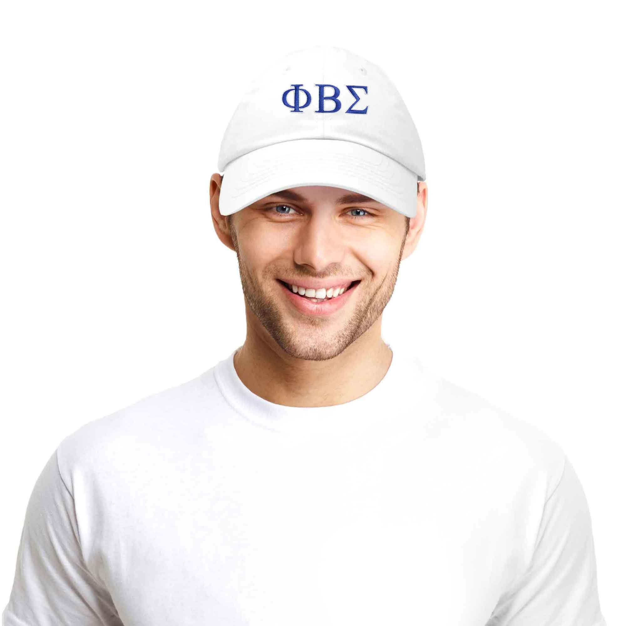 Phi Beta Sigma Greek Letters Ball Cap Embroidered Hat in White