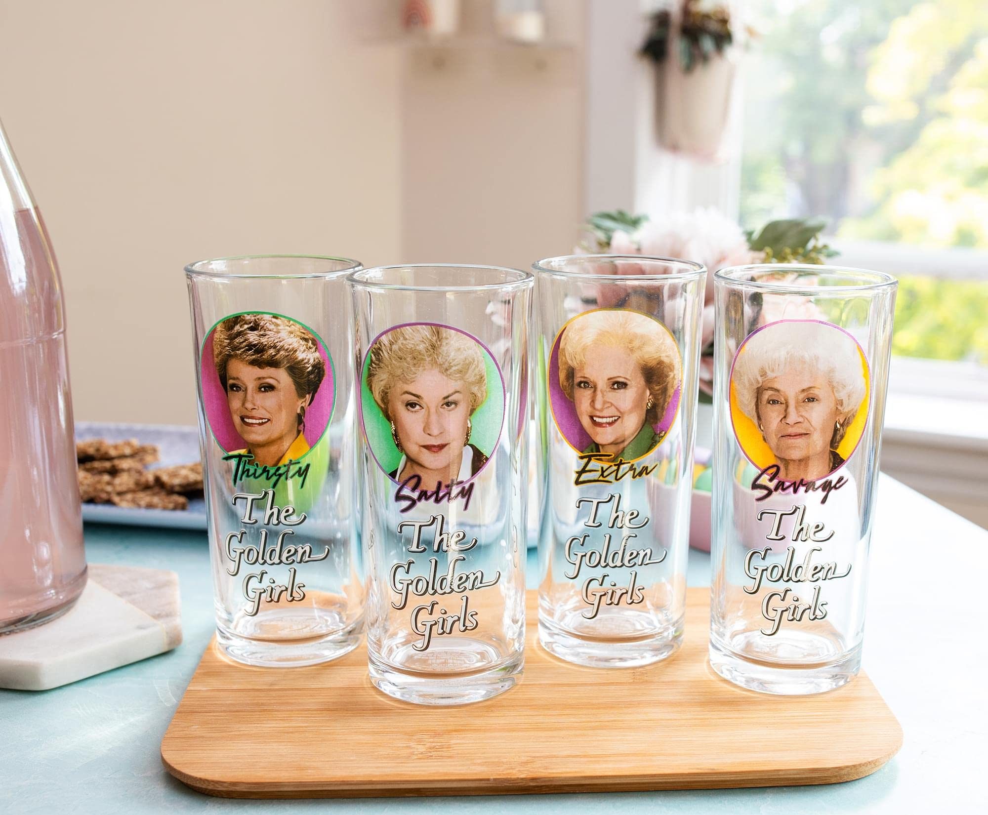 Silver Buffalo The Golden Girls Frames Logo 10-Ounce Tumbler Glasses | Set of 4