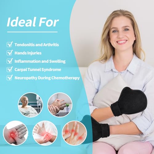PRFCTLIFE Hand Ice Pack Gloves for Arthritis, Ice Pack for Hand and Wrist, 2 Pack Ice Gloves for Arthritis Hands, Chemotherapy, Neuropathy, Hand and Finger Pain. Black