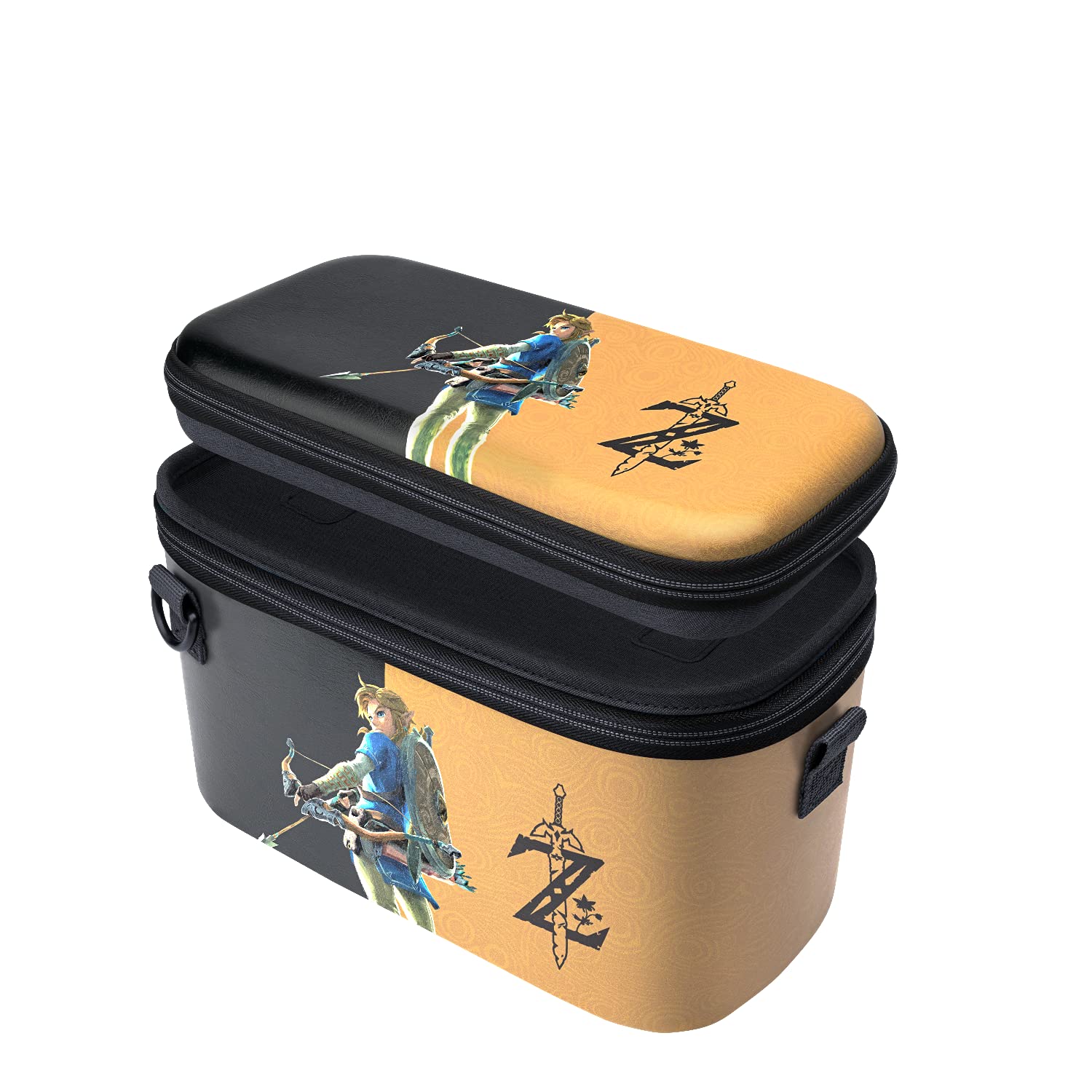 PDP Gaming Officially Licensed Switch Pull-N-Go Travel Case - Zelda Breath of the WIld - Semi-Hardshell Protection - Protective PU Leather - Holds 14 Games - Works with Switch OLED & Lite