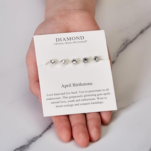Philip Jones April Birthstone Bracelet Created with Diamond Zircondia® Crystals