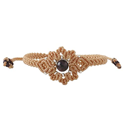 NOVICA Garnet .925 Sterling Silver Bracelet, 7.5" 'Floral Essence'