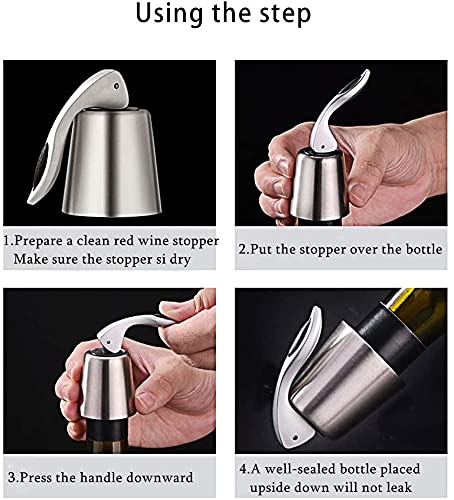 Wine Stoppers(2 PACK Bright),Wine Bottle Stoppers Stainless Steel,Reusable Wine Saver,Wine Sealer Keeps Wine Fresh,Wine Bottle Plug With Silicone,Superior Leak-Proof,Best Gift