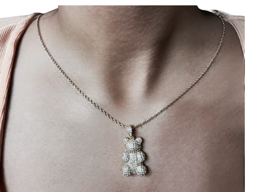 yoyos Women's 24K gold plated crystal teddy bear pendant/charm necklace
