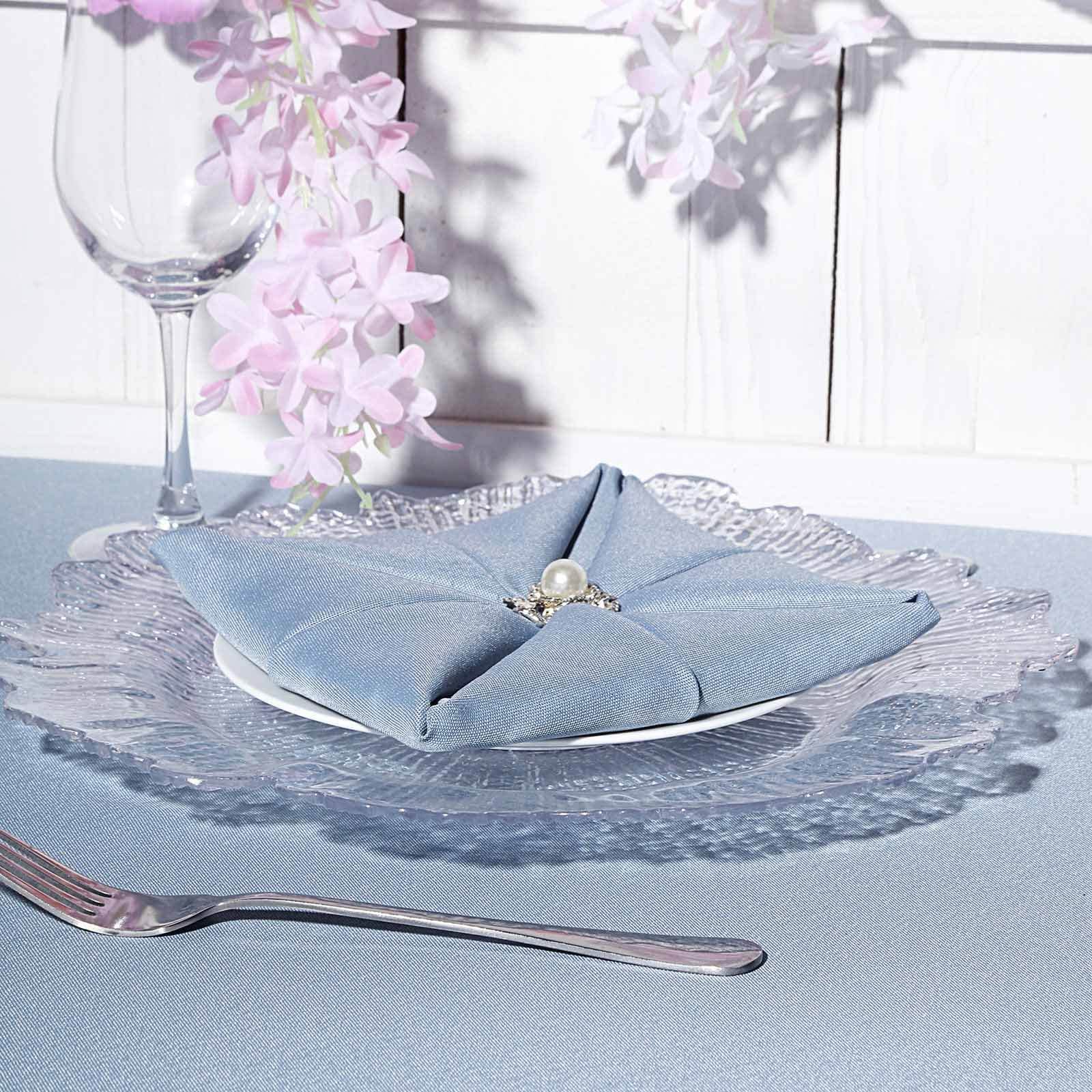 Tableclothsfactory 6 Pack 13" Round Clear Acrylic Reef Charger Plates Ruffled Rim Dinner Charger Plates For Weddings Events