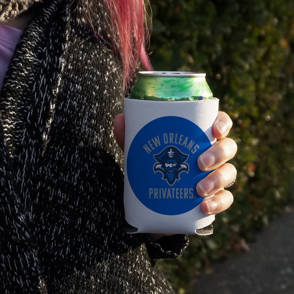 The University of New Orleans Privateers Logo Can Cooler - Drink Sleeve Hugger Collapsible Insulator - Beverage Insulated Holder