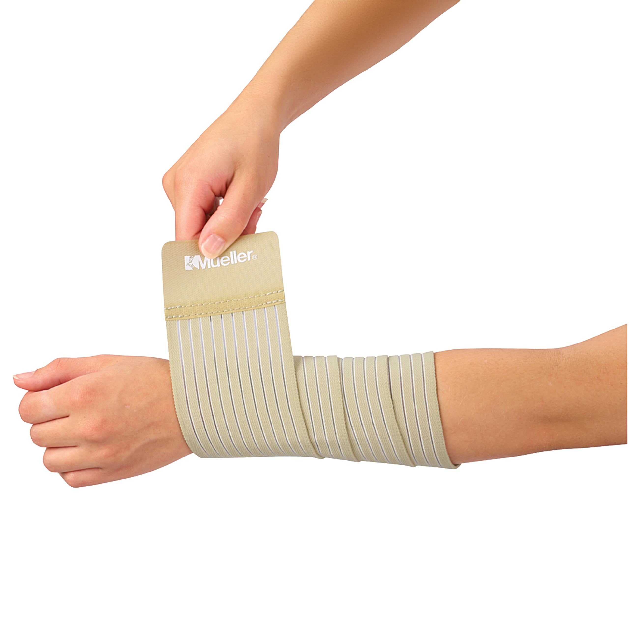 MUELLER Sports Medicine All-Purpose Support Wrap for Men and Women, Adjustable Compression for Joint and Muscle Support, Beige, Regular (Pack of 1)