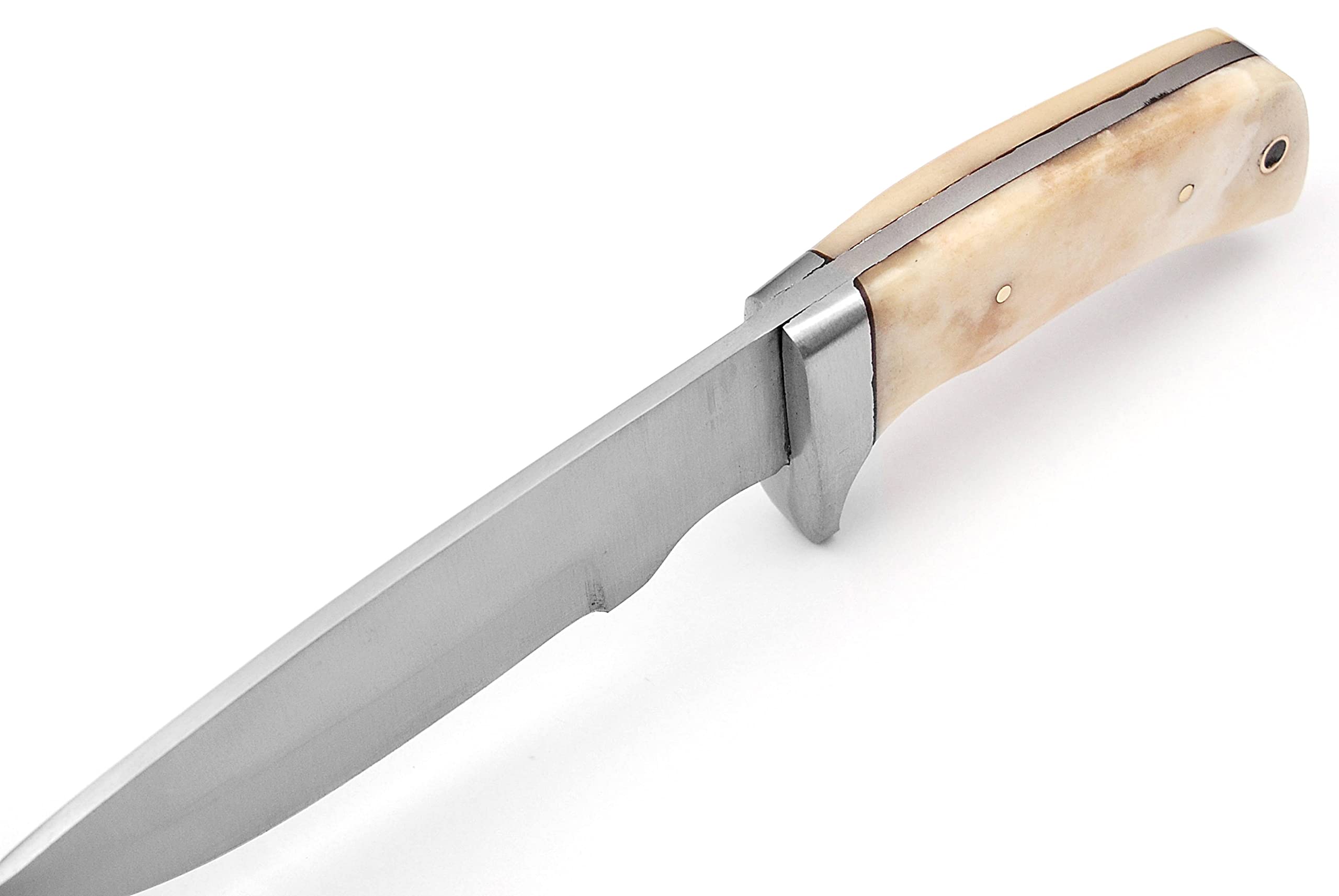 The Blade Point Bushcraft Fixed Blade Hunting Knife - Outdoor Camping Survival EDC Knives, Carbon Steel Chef Knife Camel Bone Handle with Leather Sheath (Camel Bone)