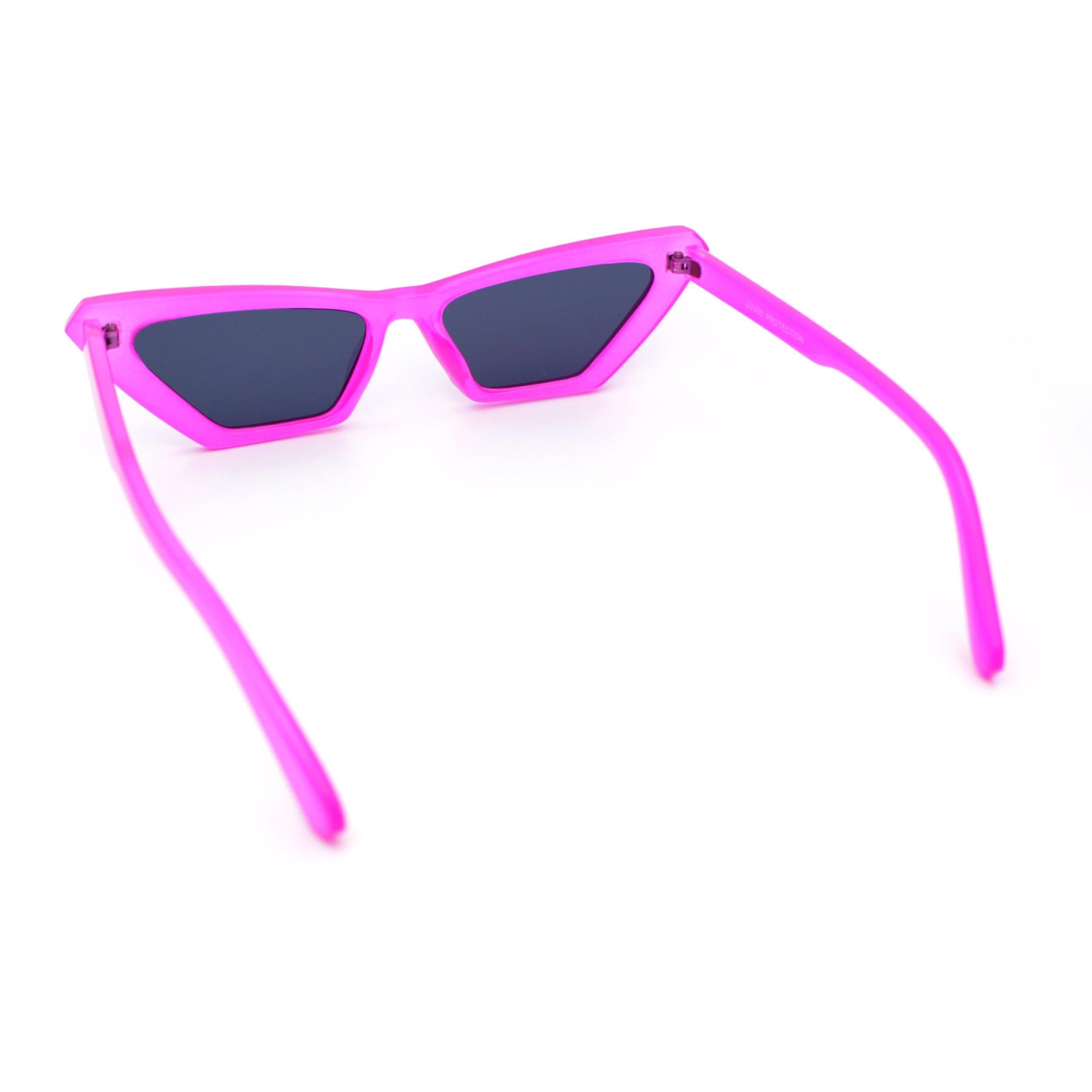 SA106 Womens Neon Pop Color 80s Squared Cat Eye Sunglasses (Pink Black)