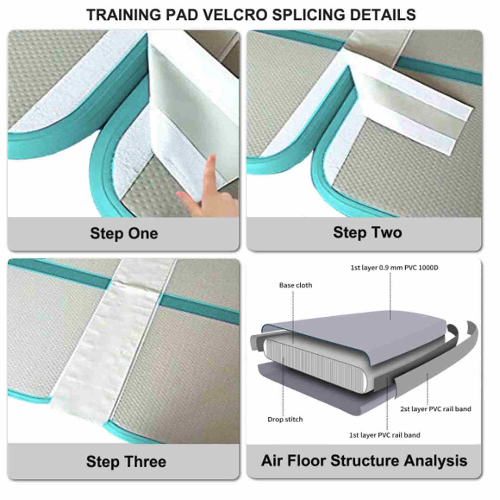 YUEBM Inflatable Air Gymnastics Mat Training Mats Gymnastics Tracks?3.3ft/6.6ft/9.8ft with Electric Air Pump for Home Use/Training/Cheerleading/Yoga (Green,3*1*0.1m)