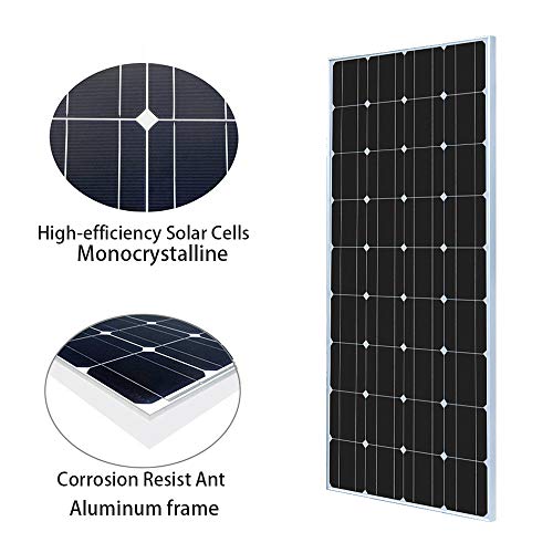 XINPUGUANG 100Watt 12Volt Solar Panel Moncrystalline Solar Panel Kit 10A Charge Controller, Extension Cable ,Mounting Brackets for RV Trailer Camper Marine Off Grid (100W Solar Kits)