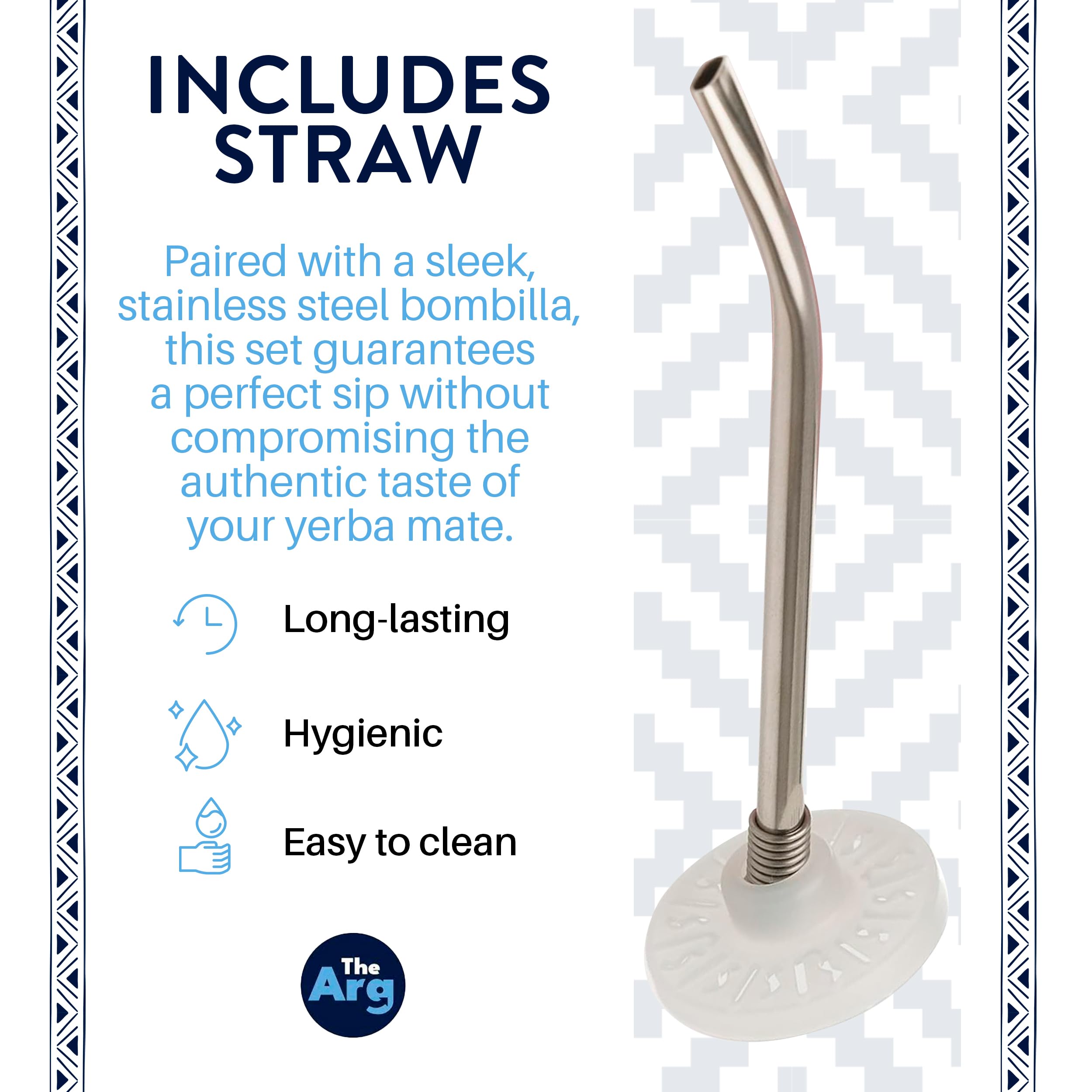 THEARG | Yerba Mate Plastic Gourd Cup with Stainless Steel Straw | Self-Clean Modern Plastic Gourd Design - Yerba Mate Cup and Bombilla Set from Argentina