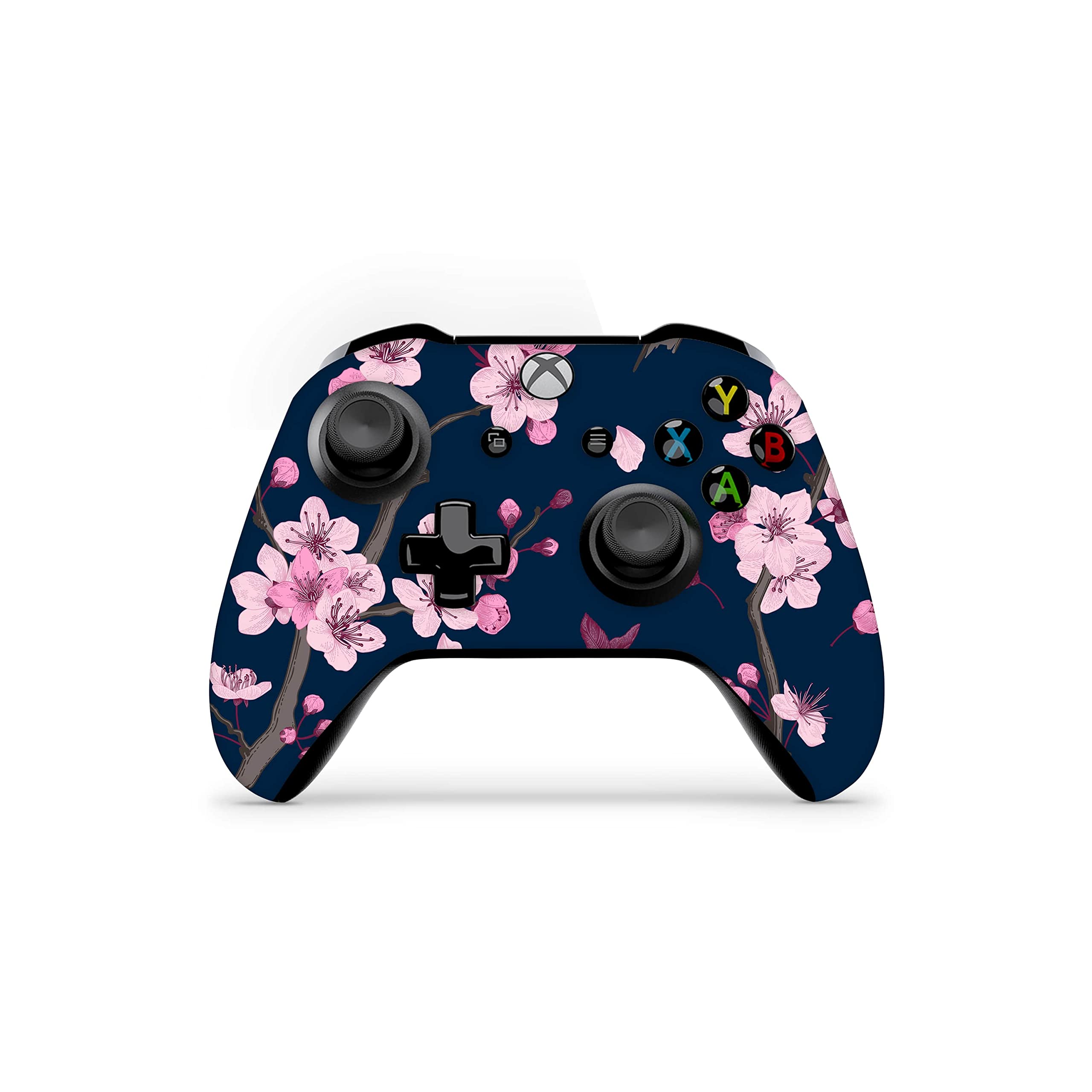 ZOOMHITSKINS Controller Skin Compatible with X1 S and X1 X, Vinyl Sticker Technology, Sakura Japan Cherry Blossom Dark Blue Navy Pink Flowers, Durable, 1 Skin, Made in The USA