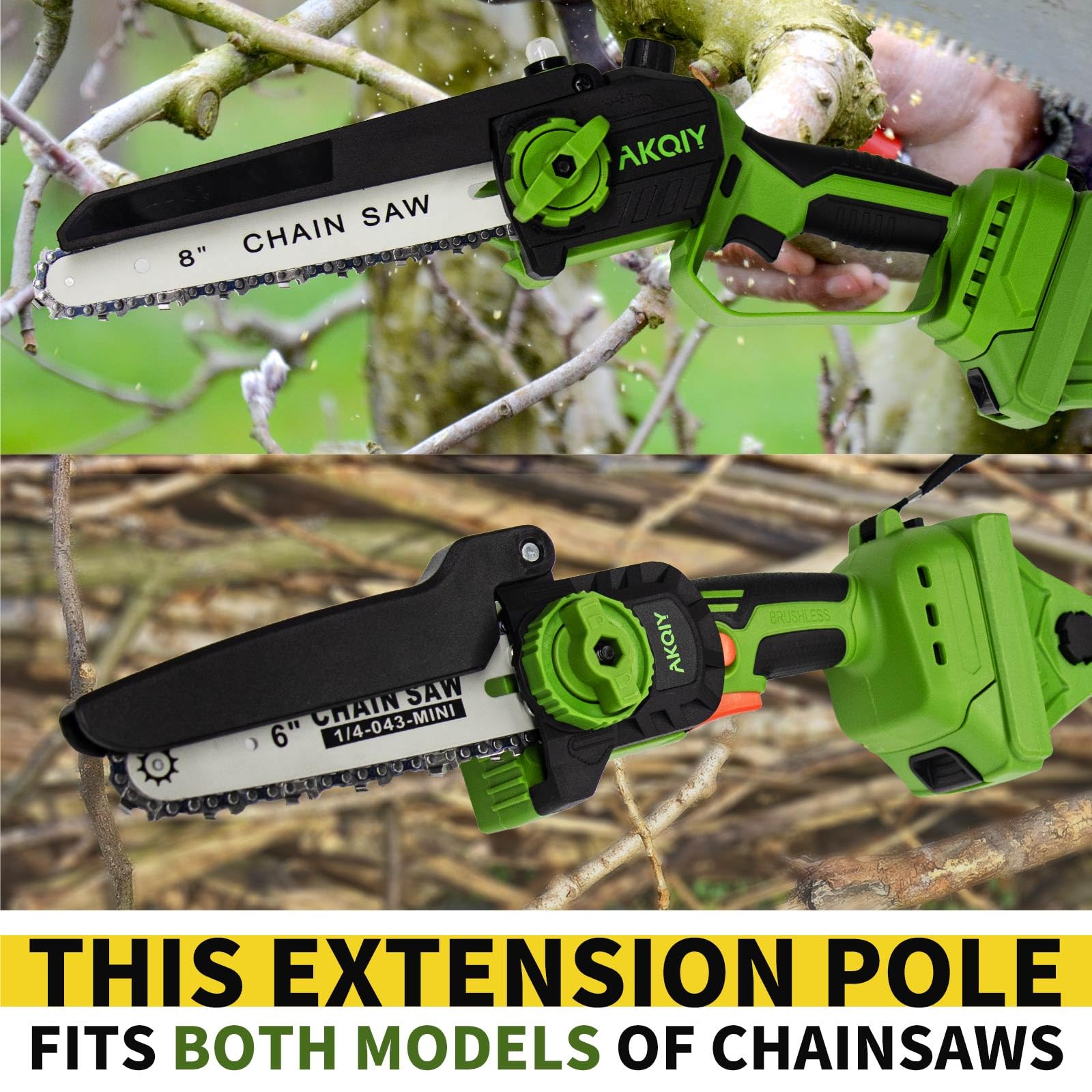 Mini Chainsaw Cordless Pole Saw,Multi-Function Electric Chainsaw Extension Pole, Extendable up to 8.2ft, with Anti-Slip Handle and Shoulder Strap for AKQIY Mini Chainsaw