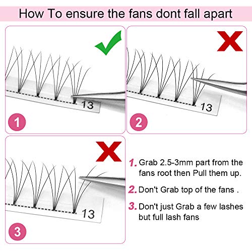 Premade Fans Eyelash Extensions 4D 6D 8D Short Stem Premade Volume Eyelash Extensions .07 .10 C D Curl Pre made Lash Fans 9 to 20 mm Volume Lash Extensions (4D-D-0.10,13mm)
