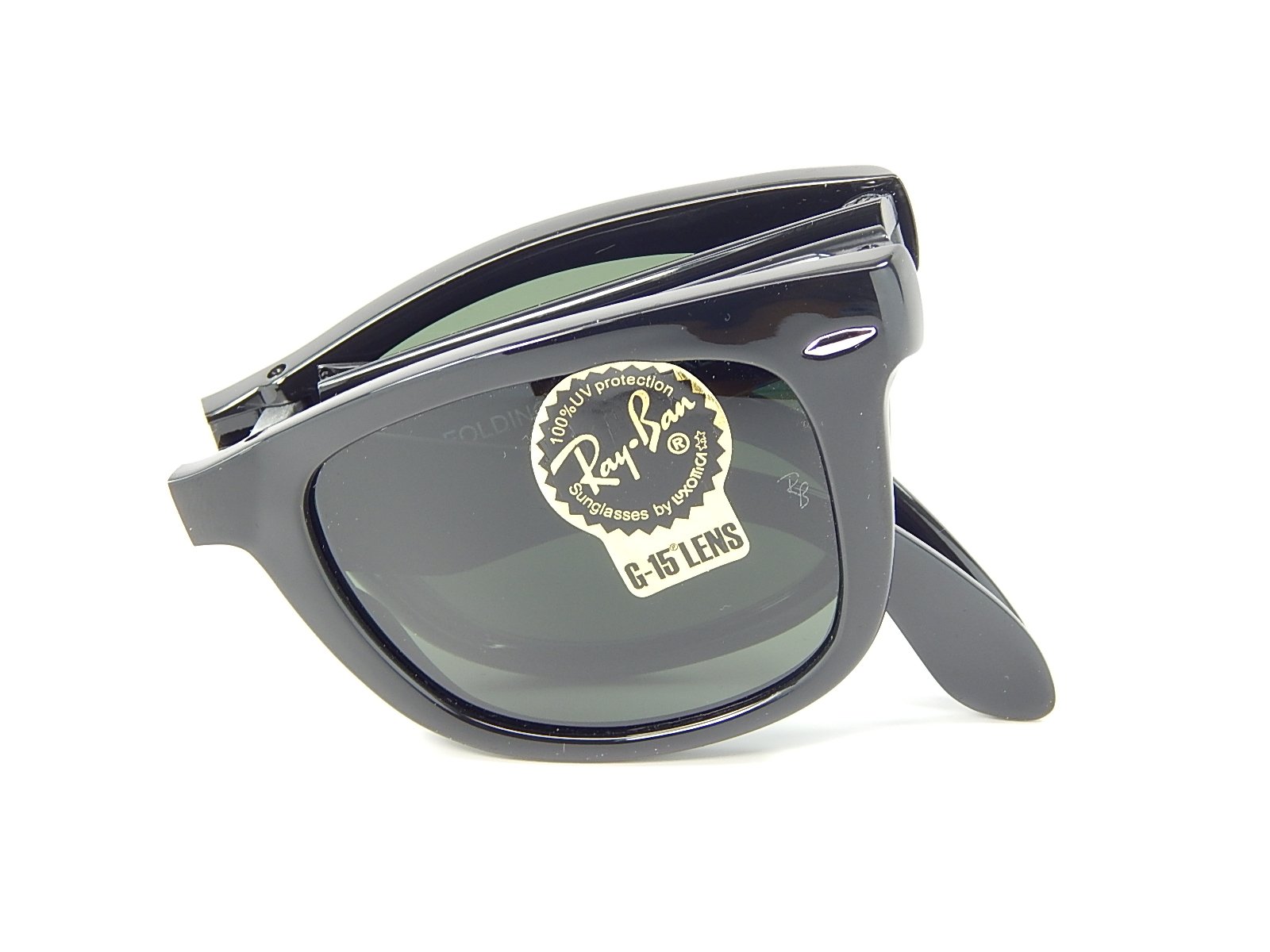 New Ray Ban Folding Wayfarer RB4105 601 Glosssy Black/Green 50mm Sunglasses