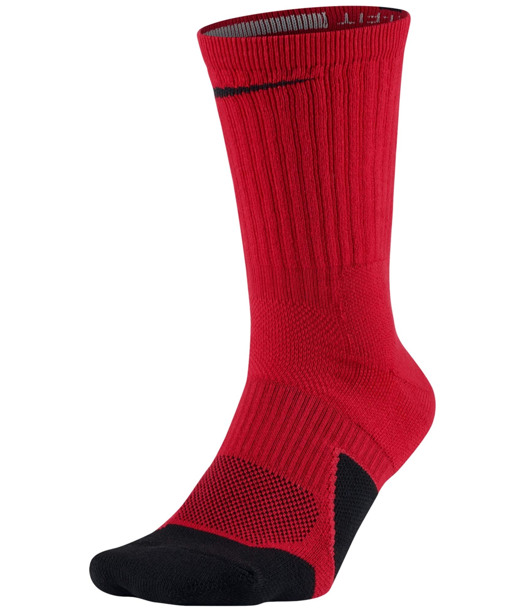 NIKE Unisex Dry Elite 1.5 Crew Basketball Socks (1 Pair), University Red/Black/Black, Small