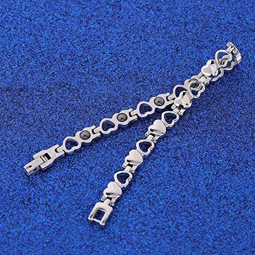 Pongnas Ms. Hollow Love Heart Titanium Magnetic Magnetic Bracelet Adjustable