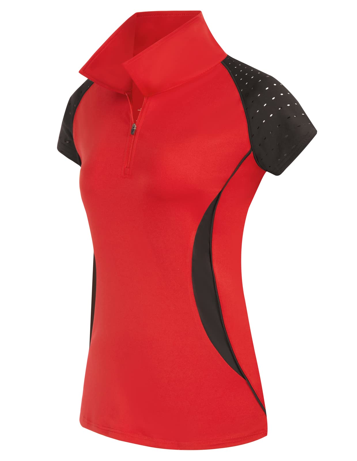 Women Quick Dry Golf Shirts Color Block Casual Polo Shirt Short Sleeves Tops for Work(XL, Red)