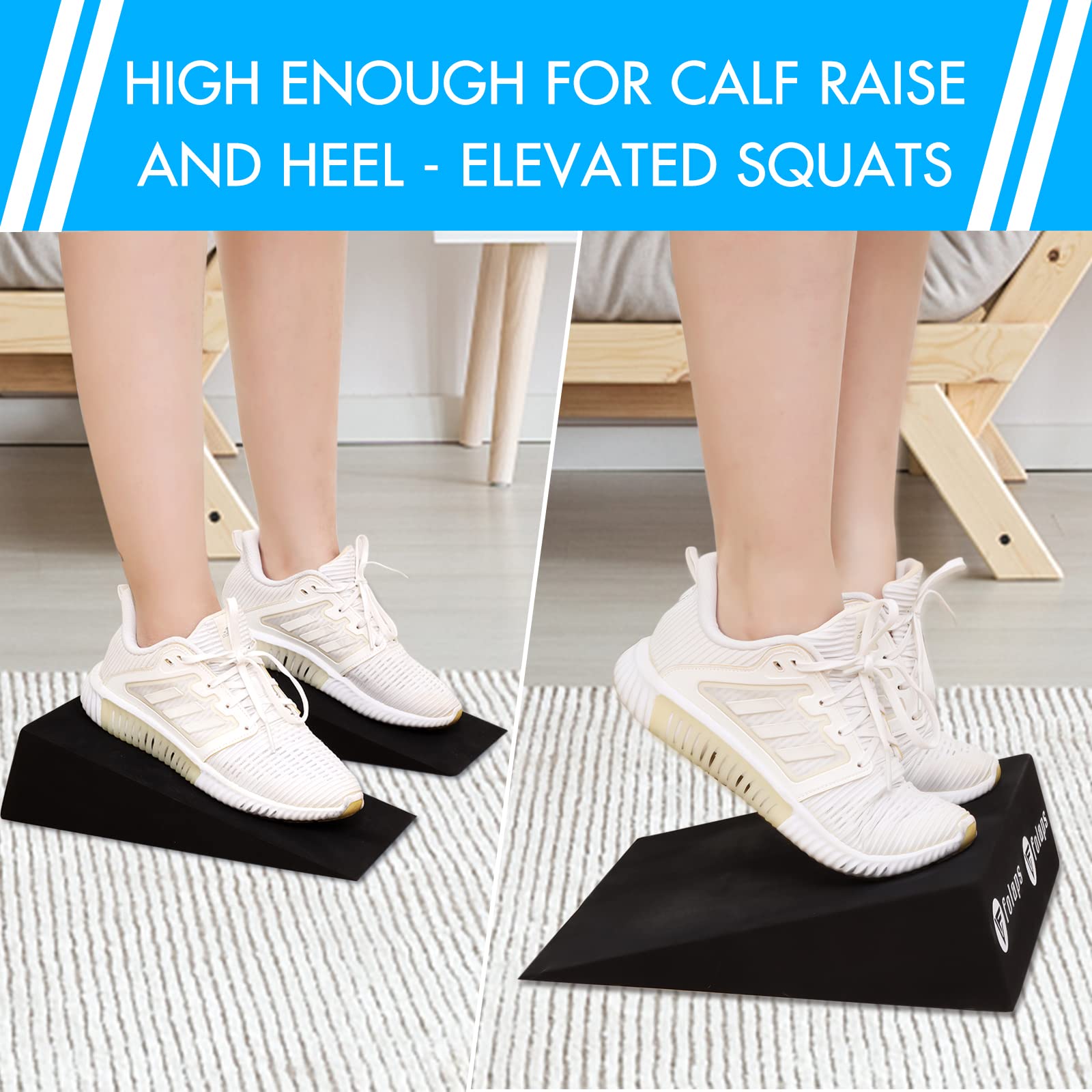 Squat Wedge Block - Slant Board for Squats Heel Elevated Calf Raise Block Yoga Foam Wedge Boost Strength Performance